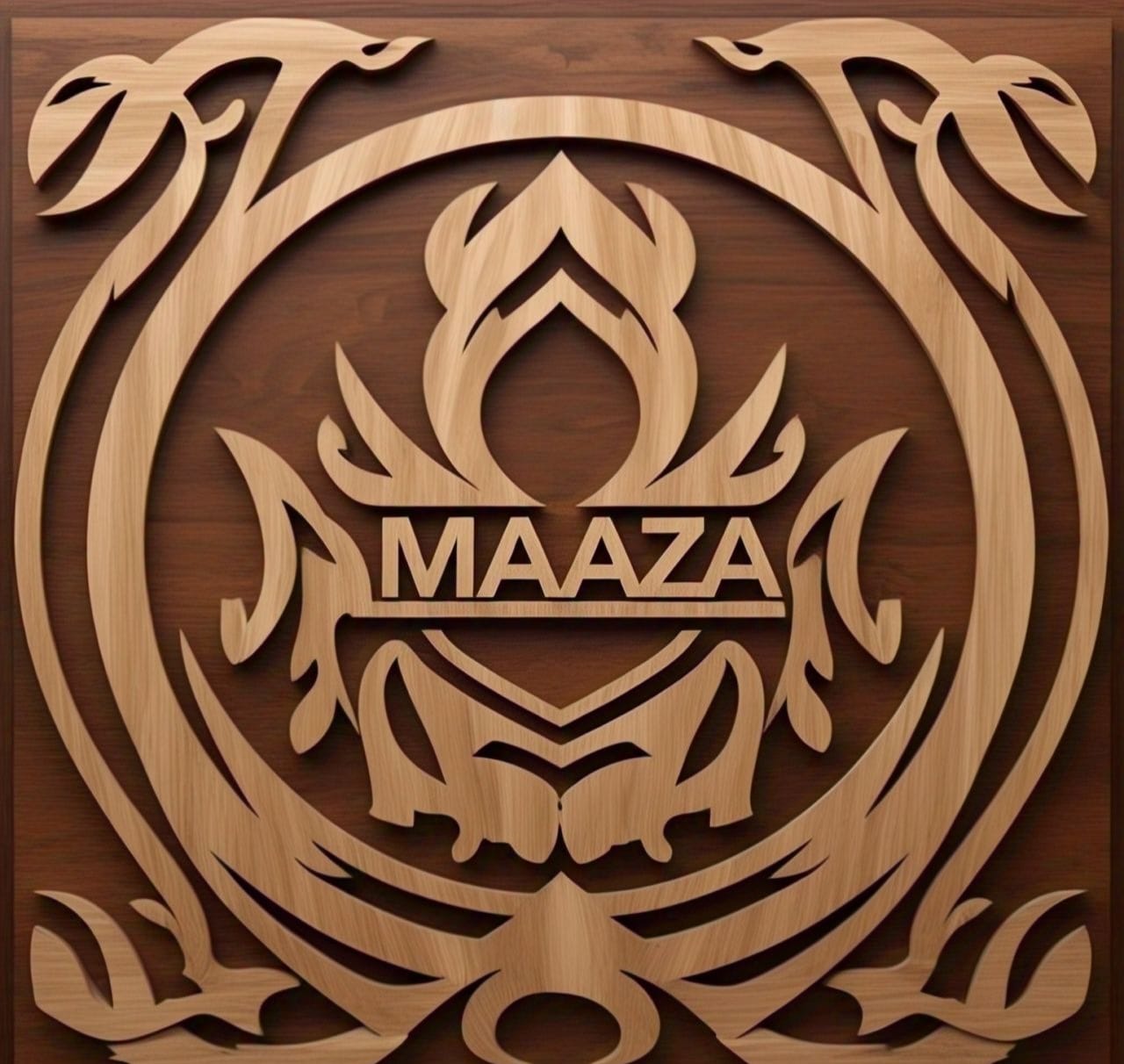 Maza Elegant Wooden Logo Design 2025 – Rajghar