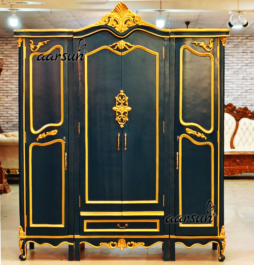 Luxury Persian Blue Wardrobe (2025) | Rajghar - Premium Wooden Furniture