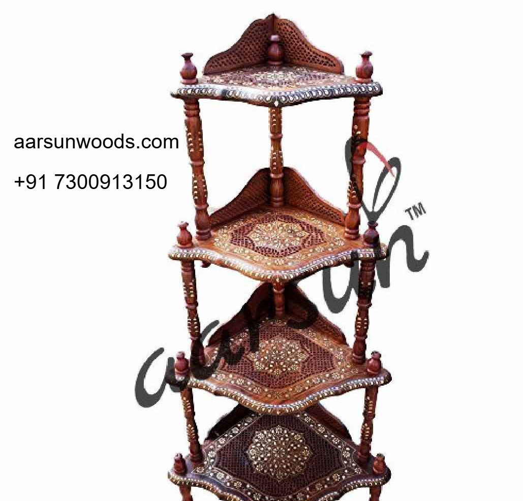 Vintage Look 4-Shelf Rack Brass Copper Jali Corner Unit 2025 – Rajghar