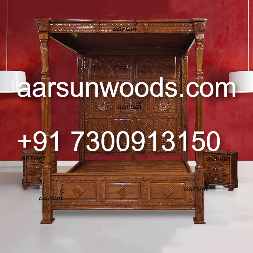 Traditional Sheesham Wood Poster Bed Indian Design 2025 – Rajghar